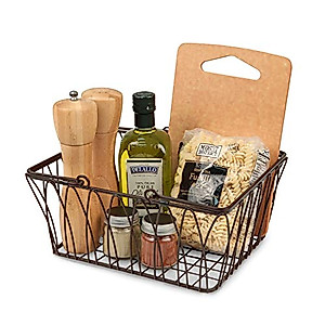 Spectrum Diversified Twist Storage Handles, Modern Farmhouse Décor Farmer’s Market-Style Wire Basket for Organizing Bathroom, Pantry & Craft Room, Medium, Bronze