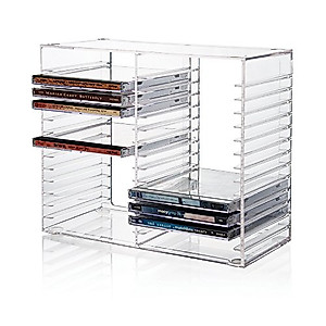 STORi Stackable Clear Plastic CD Organizer with Rubber Feet | Rectangular Jewel Cases Holder Perfect for Office and Theatre Room | Holds up to 30 CD Cases | Made in USA