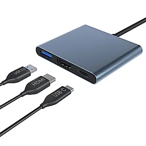 MMOBIEL HDMI Type C HUB Adapter - USB C to HDMI Adapter - USB 3.1/3.0 Charging Port Converter Compatible with MacBook Pro Samsung Galaxy S25/S24/S23/S22/S21 Note 20/10/9 Series - Grey Aluminium