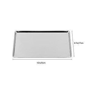 Beavorty 1Pcs Burger Serving Trays Banquet Food Plate Rectangle Dinner Plates Stainless Steel Square Dishes Food Container