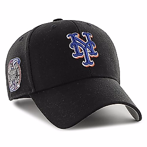 '47 New York Mets Sure Shot MVP Snapback Hat Baseball Cap - Black/2000 Subway Series Side Patch
