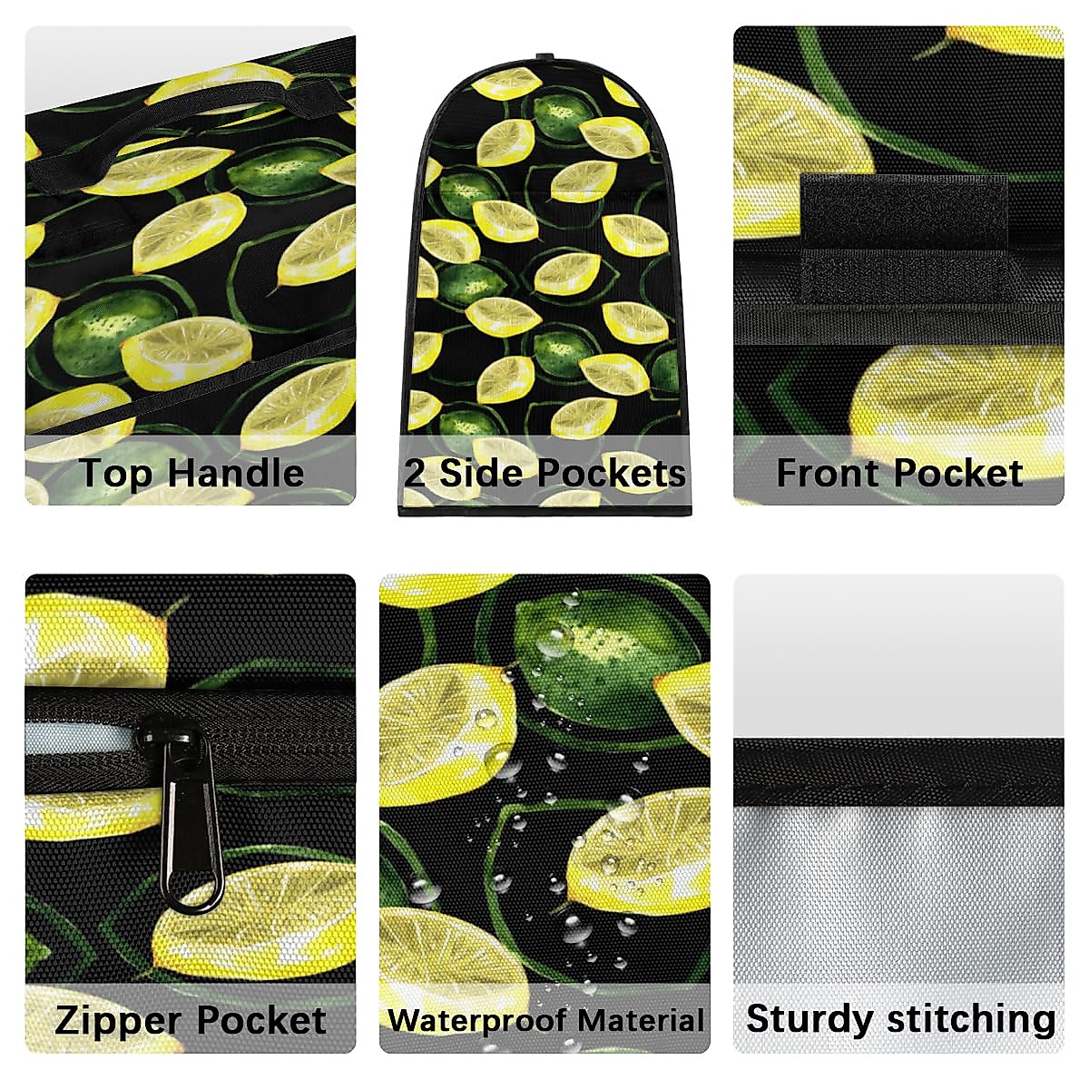 Lemon Slice Appealing Mixer Cover Dustproof Stand Mixer Covers Compatible with 6/7/8 Quart Kitchen Mixer, 4 Pockets for Mixer Accessories