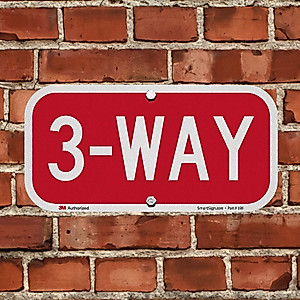 SmartSign - K-2155-EG-06x12-D4 "3-Way" Sign | 6" x 12" 3M Engineer Grade Reflective Aluminum White on Red