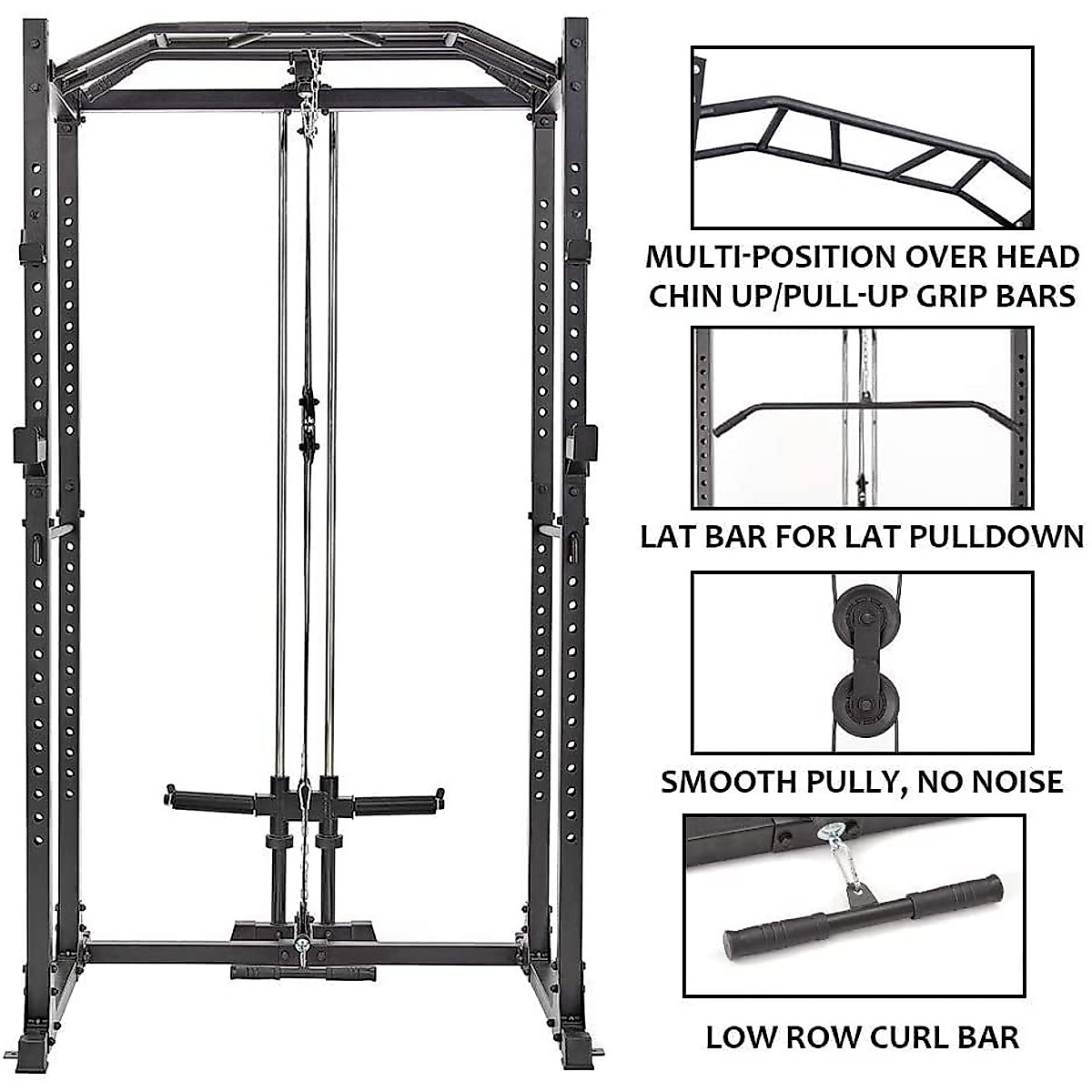 fissfire Power Cage with LAT Pulldown Home Gym 1200lbs Workout Equipment LAT Pulldown Pulley System Attachment