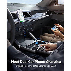 USB C Car Charger, 60W 2-Port Super Fast Car Charger Adapter, JOYROOM PD 30W & QC 30W & PPS 25W Fast Car Charger for iPhone 14/13/12, iPad Pro, Samsung Galaxy S22/21/Pixel 7/Moto/LG,7 Color Modes