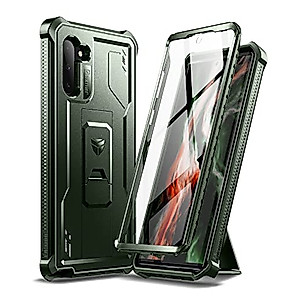 Dexnor for Samsung Galaxy Note 10 Case, [Built in Screen Protector and Kickstand] Heavy Military Grade Protection Shockproof Protective Cover for Samsung Galaxy Note 10,Army Green