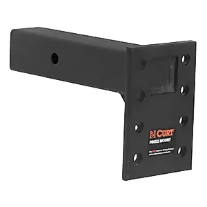 CURT 48329 Adjustable Pintle Mount for 2-1/2-Inch Hitch Receiver, 18,000 lbs, 6-1/2-Inch Drop, 8-Inch Length , Black