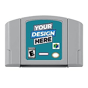 PRYMALL N64 Game Cartridge Shell with Custom Printed Label (Regular, Gray)
