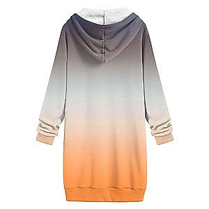 Rpvati Womens Zip Up Hoodies Fall Long Sleeves Hooded Tunic Sweatshirts Lightweight Gradient Tie Dyed Outfit Long Hoodie Jacket for Women Sudaderas De Mujer Orange L