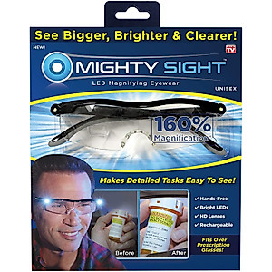 Ontel Mighty Sight LED Magnifying Eyewear, Black, Pack of 2
