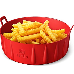 WAVELU Air Fryer Silicone Pot Liner | EXTRA STRONG | Food Safe Air fryers Accessories | Replacement of Flammable Parchment Paper Liners | No More Harsh Cleaning Basket After Using Airfryer (3-5QT)