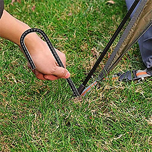 SOONPAM Ground Rebar Stakes Ground Anchors Tent Stakes J Hook Garden Heavy Duty Metal Stake with Chisel Point End for Trampolines Security 12inch 6 Pack