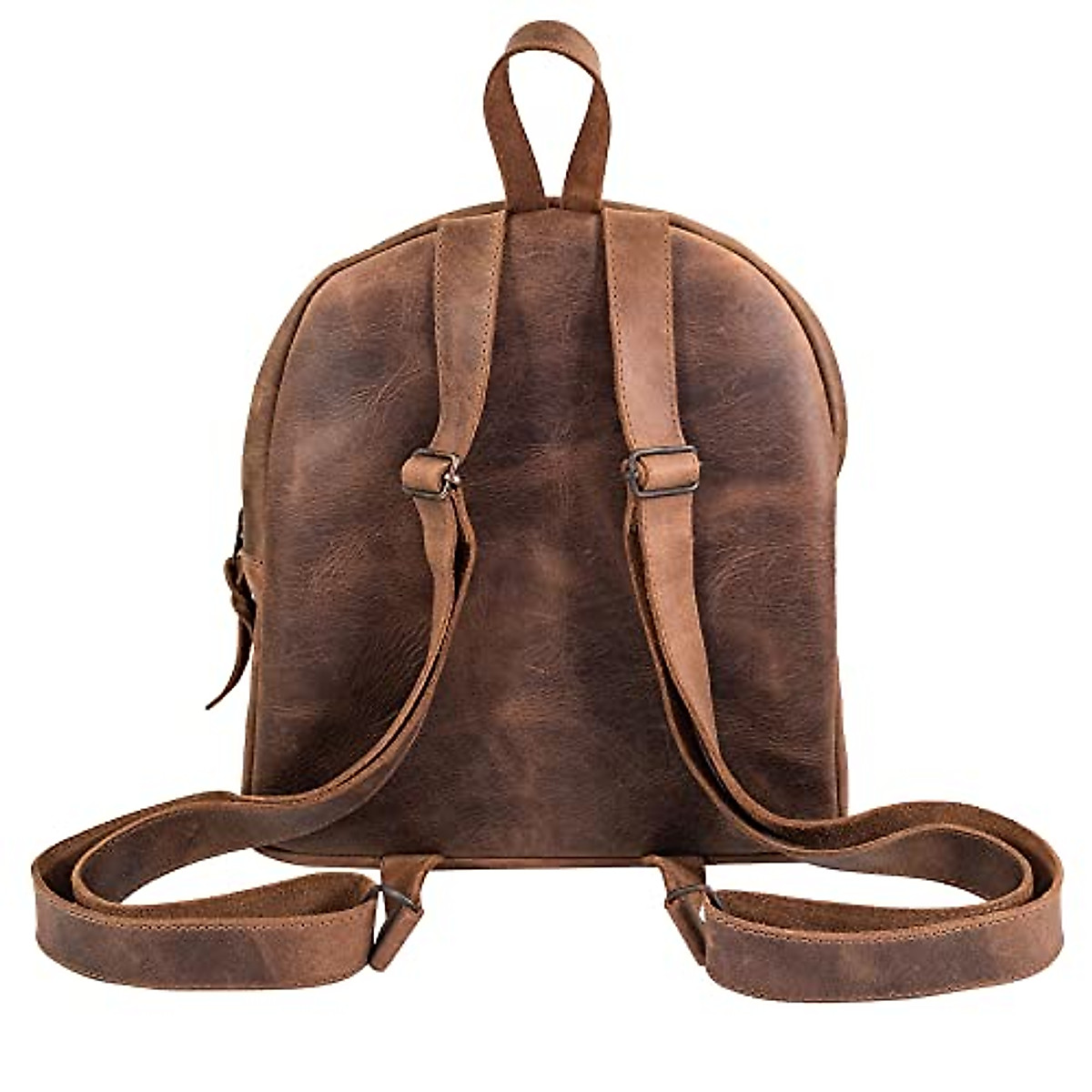 Heather's, Backpack Handmade from Full Grain Leather - Adjustable Straps - Carry, Organize and Store Notebooks, Make Up, Phone, Great for Travel - Bourbon Brown