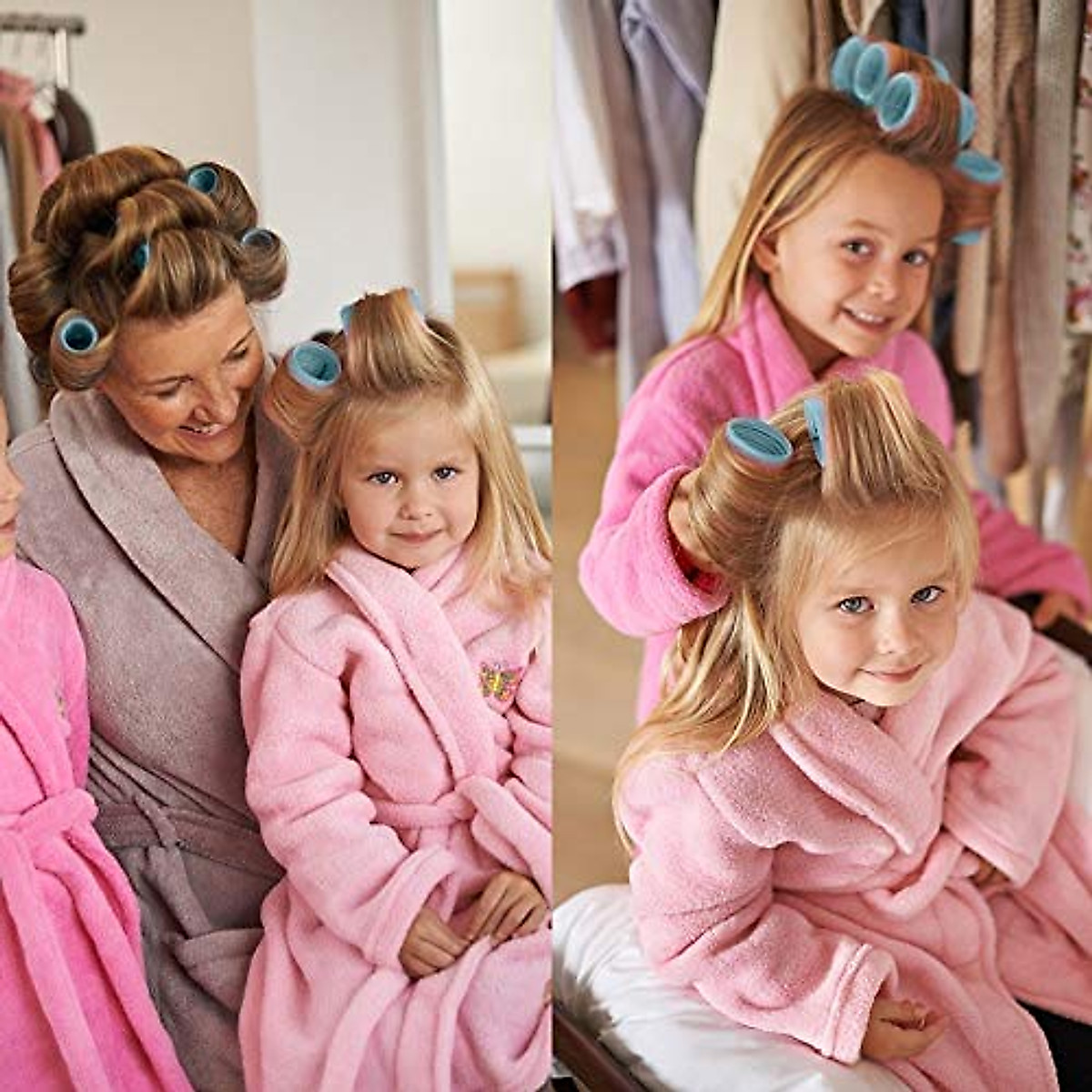 Hair Rollers Jumbo Size sets Self Grip Salon Hair Curlers Large Hair Rollers 3 Inch 6 Size 24 Pack Blue