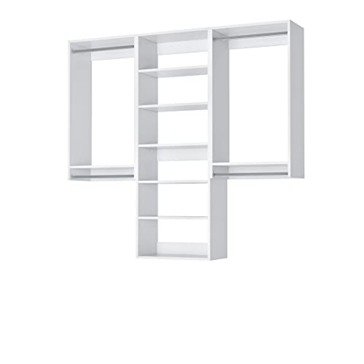 Closet Kit with Hanging Rods & Shelves - Corner Closet System - Closet Shelves - Closet Organizers and Storage Shelves (White, 96 inches Wide) Closet Shelving