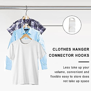 50Pcs Clothes Hanger Connector Hooks, Hanger Extender Clips Clothes Hangers for Heavy Duty Space Saving Cascading Connection Hooks for Clothes Closet (White)