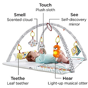 Fisher-Price Baby Playmat Perfect Sense Deluxe Gym Extra Large With Lights Music And 6 Moveable Sensory Toys