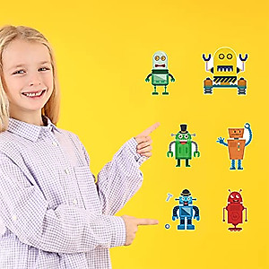 24 Sheets 8.27''×5.9'' Make Your Own Robot Stickers for Kids Toddlers, Make a Face Stickers for Kids Party Favors Activities