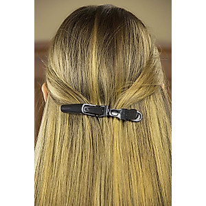 HH&LL 12pcs Hair clips for Styling – Wide Teeth & Double-Hinged Design – Alligator Styling Sectioning Clips of Professional Hair Salon Quality (Black without Logo)