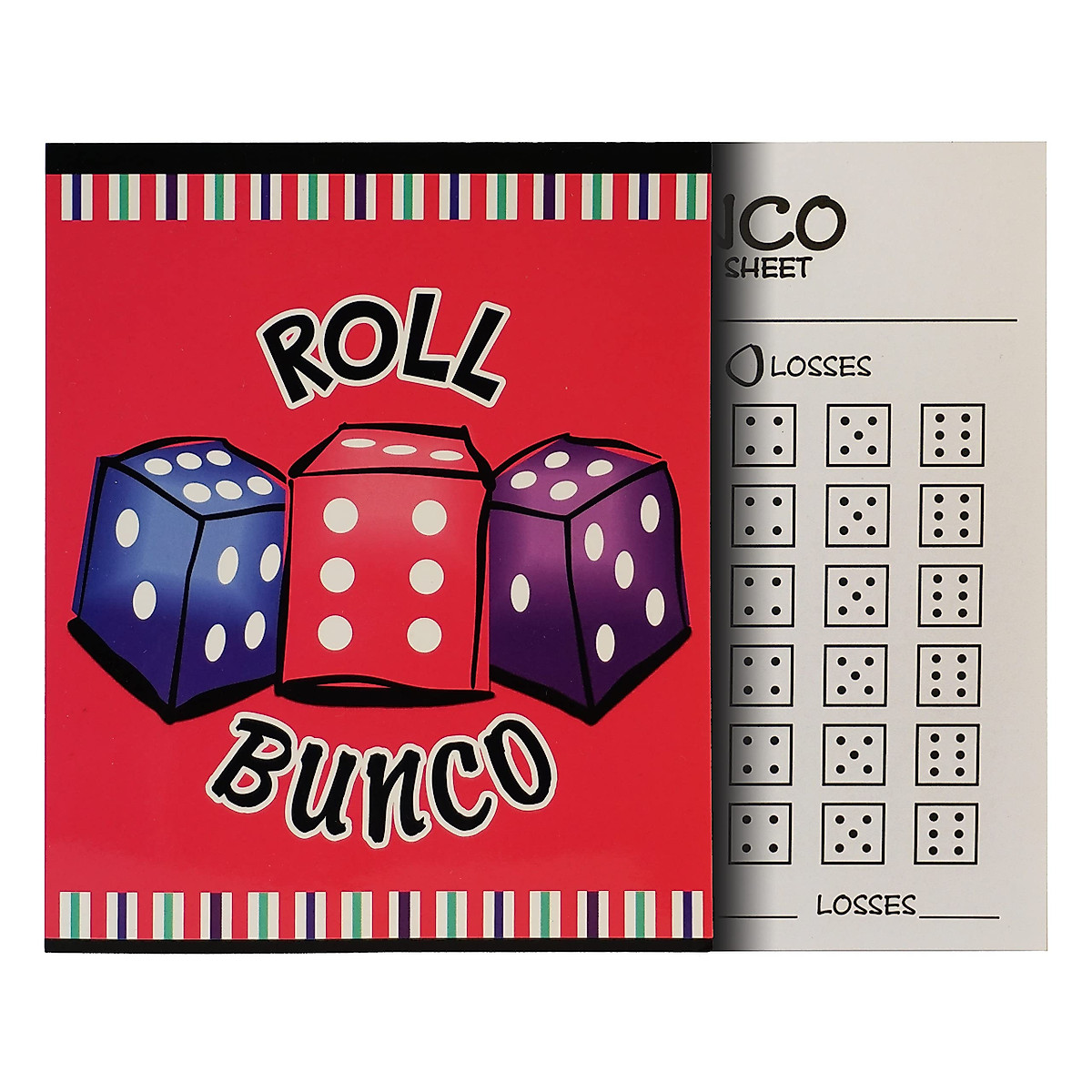 Bunco Game Kit with Crystal Tote Bag - Includes 9 Pink Dice, Bunco Score Sheets, Pencils, Bell, & 3 Inch Plush Dice - All of The Bunco Party Supplies You Need!