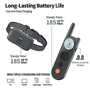 Dog Training Collar with Remote,3/4 Mile Range Dog Shock Collar,Waterproof and Rechargeable with Beep, Vibration, Safe Shock, Light and Keypad Lock Mode for Large Medium Small Dogs (X1 Grey)