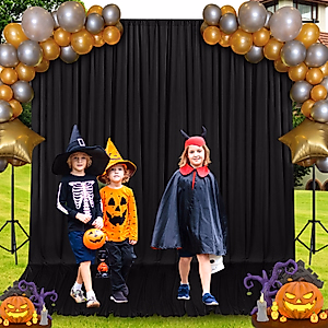 Aimosen 5x10FT 2 Panels Black Backdrop Curtains for Party Wedding Baby Shower Birthday Photoshoot Halloween Decorations, Thick Wrinkle Free Polyester Black Background Drapes with Rod Pockets