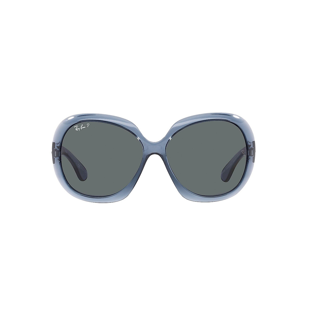 Ray-Ban Women's RB4098 Jackie Ohh II Butterfly Sunglasses, Transparent Blue/Dark Grey Polarized, 60 mm