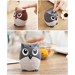 Hyever Pop-Up Toothpick Holder Automatic Toothpick Dispenser Cute Owl Design Toothpick Holder Funny for Table, Restaurant, Kitchen and Party (Dark Grey)