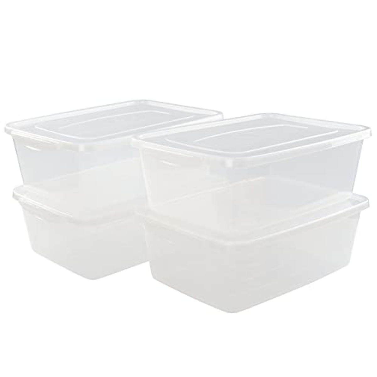 Idomy 4-Pack Clear Plastic Storage Latch Box with Lids, 14 L