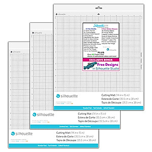 Silhouette Cameo 4 Plus Cutting Mat Standard Tack 3 Pack with Silhouette 101 Guide and Bonus Designs