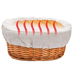 Nicunom Bread Basket for Serving, Large Bread Storage Basket with Removable Liner & Cover, Wicker Fruit Basket Picnic Basket Easter Gift Baskets Rattan Basket for Sourdough Bread