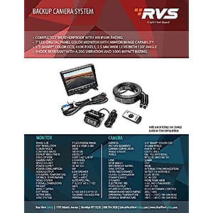 7" Backup Camera System for RV/Truck/Bus - Waterproof Camera with Night Vision - RVS-770613-NM-01 by Rear View Safety.