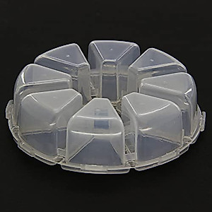 Juvielich Clear Plastic Organizer Box,Fixed 8 Grids Round Storage Container Jewelry Box with Separate Cover,for Beads Art DIY Crafts Jewelry Fishing Tackles 4.06"x4.06"x0.94"(LxWxH) 2PCS