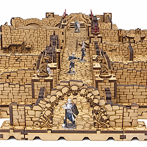 TowerRex 3D Modular Battle Map D&D Terrain - dnd accessories, set for Dungeons & Dragons, Pathfinder, Warhammer, Tabletop battle mat grid, wargaming terrain, TTRPG Scenery kit for 28mm 32mm miniatures