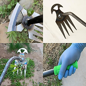2Pcs Artifact Uprooting Weeding Tool, All Steel Hardened 2 in 1 Hollow Hoe and Rake, Heavy Duty Garden Rake Weeding Tools, Hand Hoe Gardening Weeder Tool Weed Puller for Backyard Weeding Loosening