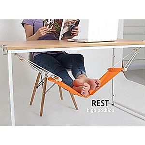 Home-organizer Tech Portable Adjustable Foot Hammock for Corner Desk Office Foot Rest Mini Under Desk Foot Rest Hammock for Home, Office, Airplane, Travel, Study and Relaxing (Pink)