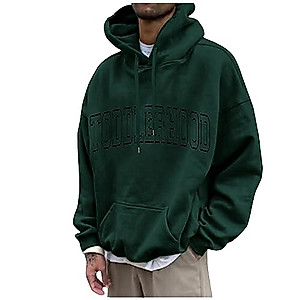 Mens Hoodie Soft Hoodies With Designs Cool Polyester Sweatshirt Designs Blank Hoodies Casual Streetwear Fashion Trending Men'S Printed Hooded Sports Sweatshirt Medium 1-Dark Green