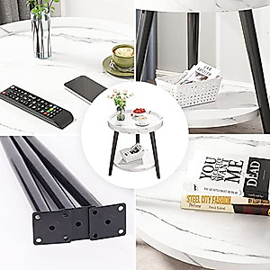 ZHANYUN 2-Tier Round Side Table, Mid Century Modern Small end Table with Storage,Metal Legs & Eco-Friendly MDF Wood,Ideal for Living Room, Bedroom, Outdoor Spaces, and as A Bedside Table (White)