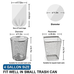 T.FORING 4 Gallon Trash Bags Drawstring 1.1 Mil - 120 Count White Small Garbage Bags Unscented for Bathroom, 15 Liter Thick Plastic Wastebasket Liners for Toilet Home Office and Bedroom