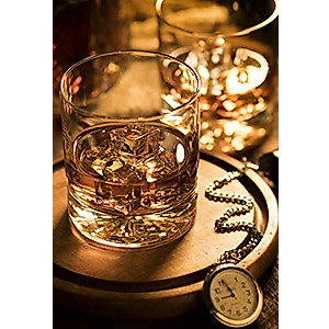 Mofado Weighted Crystal Whiskey Glasses - 12oz (Set of 2) - Thick, Stable, Heavy Hand Blown Crystal in a Gift Box - Perfect for Scotch, Bourbon, Manhattans, Old Fashioned Cocktails