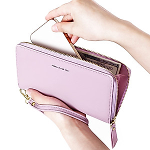 Badiya Womens Wallet RFID Blocking Credit Card Holder Large Capacity Leather Zip Around Wallets Clutch Wristlet