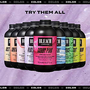 BLEACH LONDON Gobby Pink Super Cool Color - Semi-Permanent Hair Color, Light Bubblegum, Vegan, Cruelty Free, Vibrant Temporary Hair Color Cream, 5.07 fl oz…