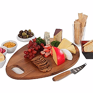 Large 16" x 12" Acacia Wood Charcuterie Board,Cheese Board and Knife Set in Gift box.Serving Platter,Grazing plate, reversible, Cutting Board, kitchen decor