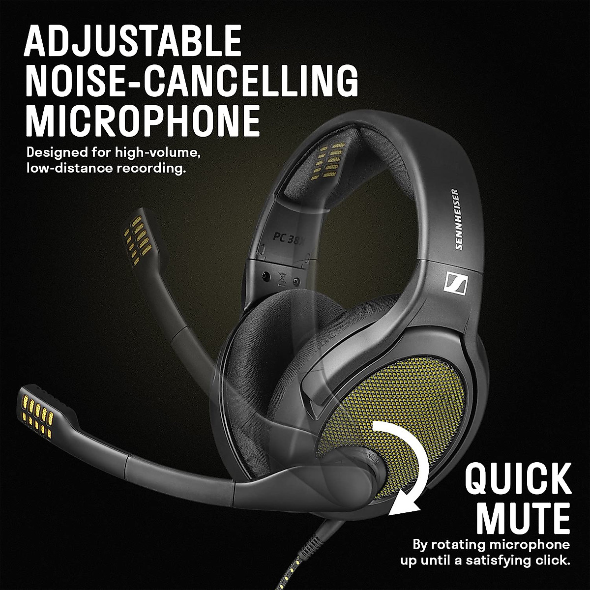 DROP + Sennheiser PC38X Gaming Headset — Noise-Cancelling Microphone with Over-Ear Open-Back Design, Velour Earpads, Compatible with PC, Gaming Consoles, and Mobile Devices, Black (Renewed)