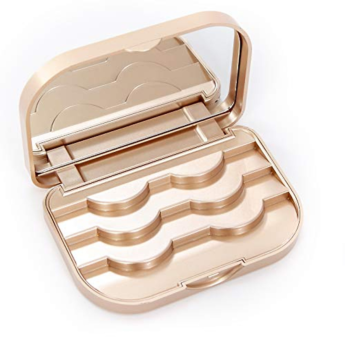 YiQiYi Cosmetic Case Empty Eyelashes Storage Case with Makeup Mirror Holder Box Fake Eyelash Packing Travel Storage Case Eyelashes Bag(Gold)
