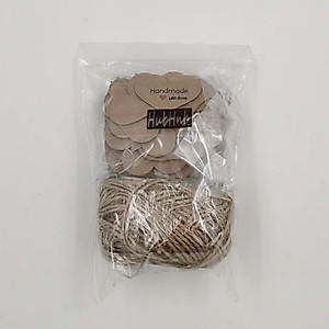 Handmade with Love Mini Gift Paper Tags, 200 pcs Heart-Shaped Brown Gift Labels with 99 ft Natural Jute Twin, Kindness for Gift Wrap, Wedding Favors by Hubhnb