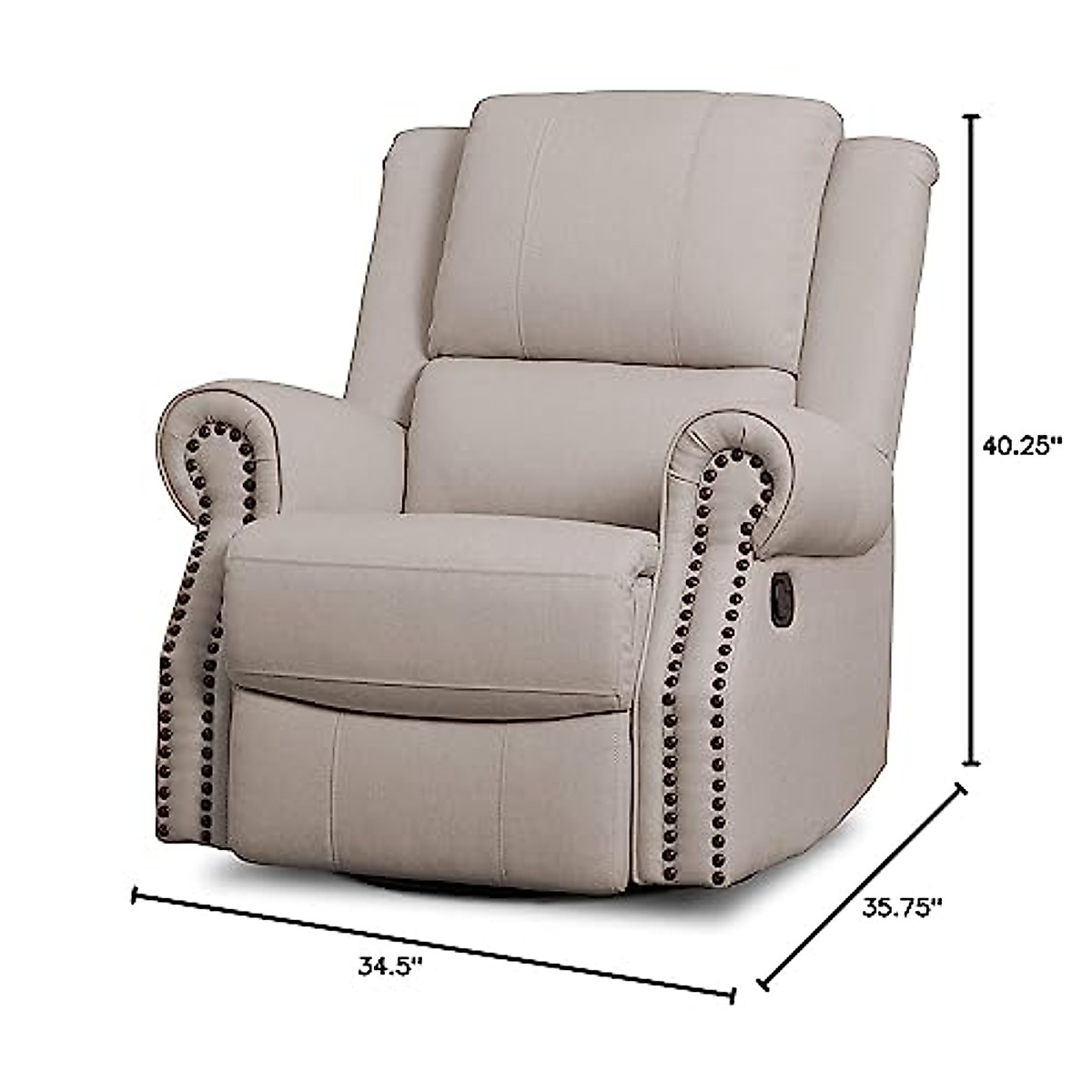 Delta Children Dylan Nursery Recliner Glider Swivel Chair, Flax