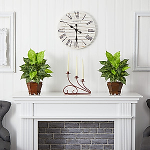 Nearly Natural Dieffenbachia with Wood Vase Silk Plant (Set of 2)