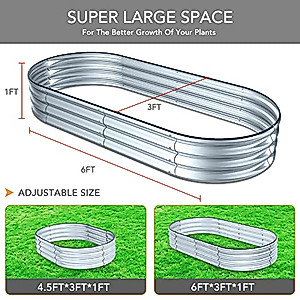 Galvanized Raised Garden Bed 6 x 3 x 1ft Easy Quick Garden Setup Raised Garden Boxes Outdoor Planter Box Optional Size Rustproof Planter Box With No Bottom For Vegetables, Flowers, Herbs 2-pack