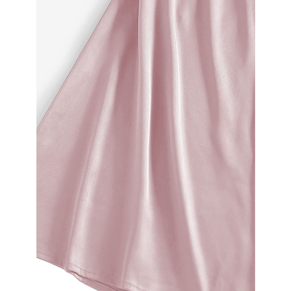 ZAFUL Women's Satin Sleeveless Spaghetti Strap Mini Dress Sexy Slip Cowl Neck Silky Cocktail Party Dresses (L, Light Pink)